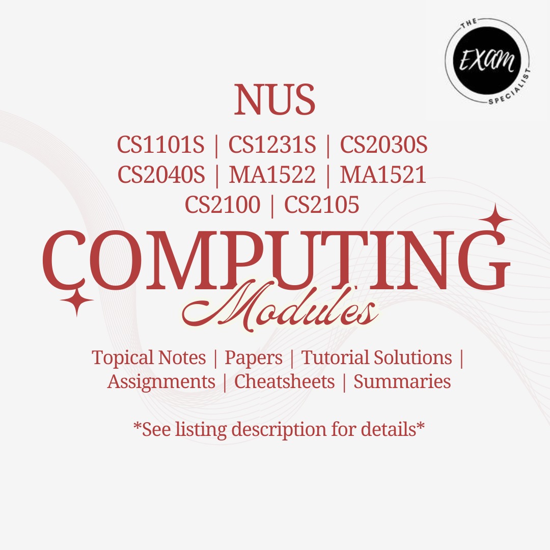 Nus Computing Computer Science Modules Package Nus Cs Cs1231s Cs1101s Ma1522 Cs2030s Cs2040s