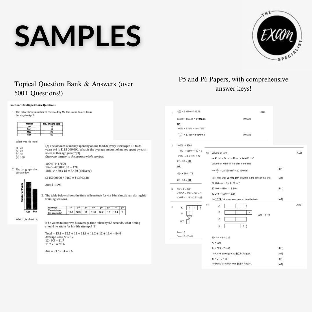 PSLE Math 2026 Package (P5 P6 | Notes | Past Year Prelim Papers ...