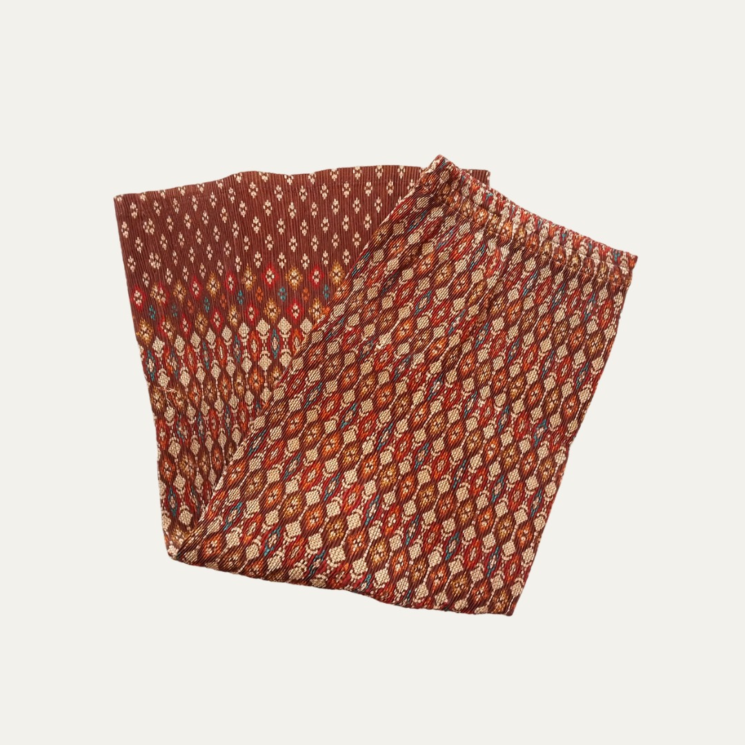 Rok Batik Brown Merah Bata Plisket Motif Etnik Wisuda Bawahan Formal ...