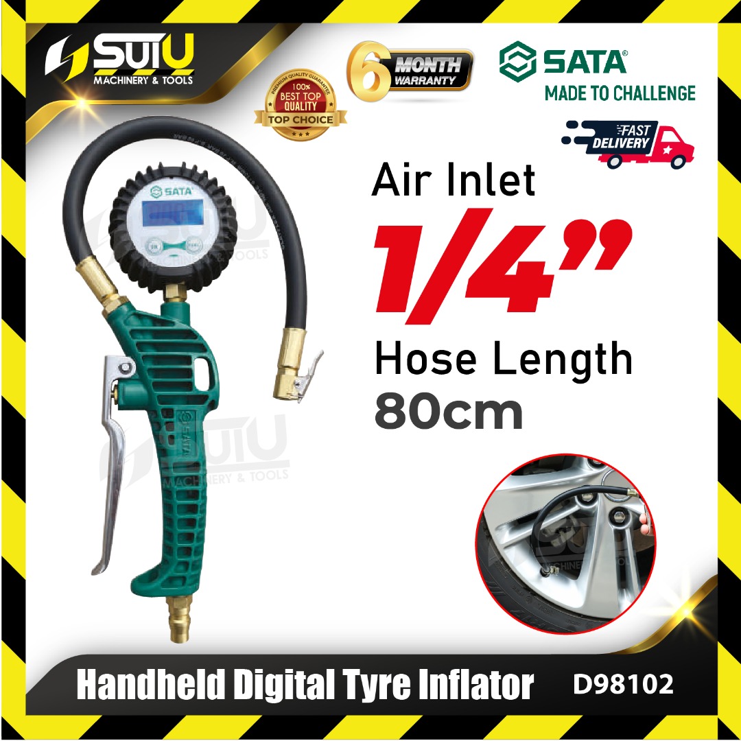 SATA D98102 1/4" Handheld Digital Tyre Inflator, Furniture & Home ...