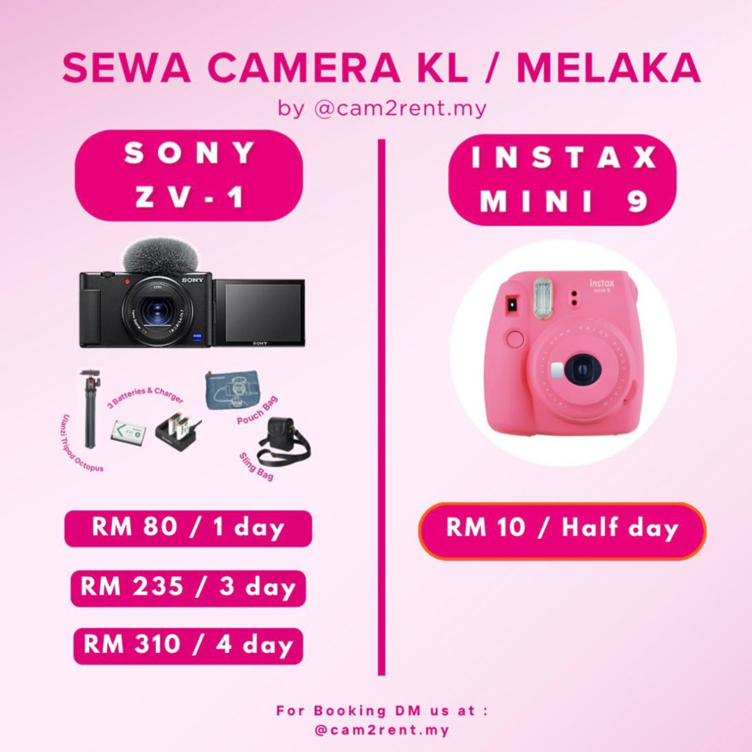 SEWA CAMERA | CAMERA RENTAL KL / MELAKA, Photography, Cameras on Carousell