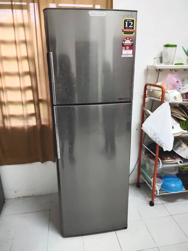 SHARP 2 DOOR REFRIGERATOR SJ406MSS 400L SILVER, Furniture & Home Living ...