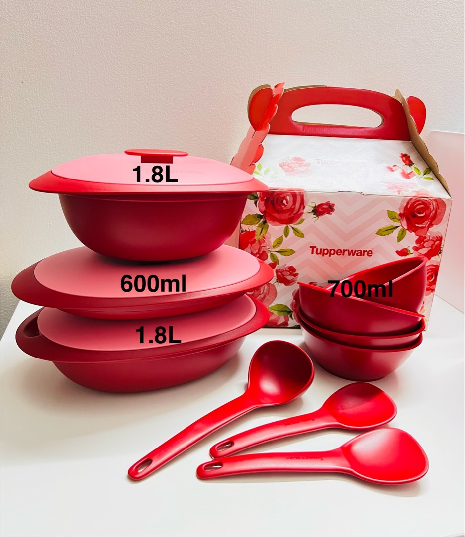 Tupperware Cherry Blossom Serving Set with Gift Box - Limited Edition ...