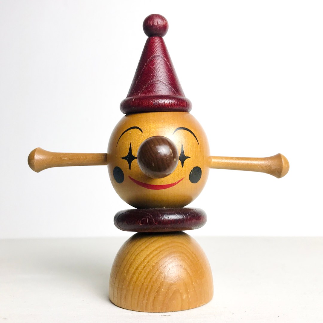 Vintage Clown Themed Wooden Kokeshi Doll, Hobbies & Toys, Memorabilia ...