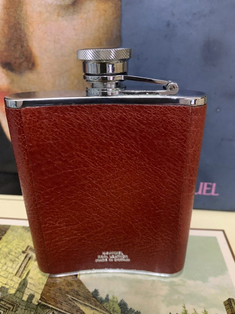 Vintage H. Samuel Real Calf Leather Hip Flask Made In England 6oz | Box ...