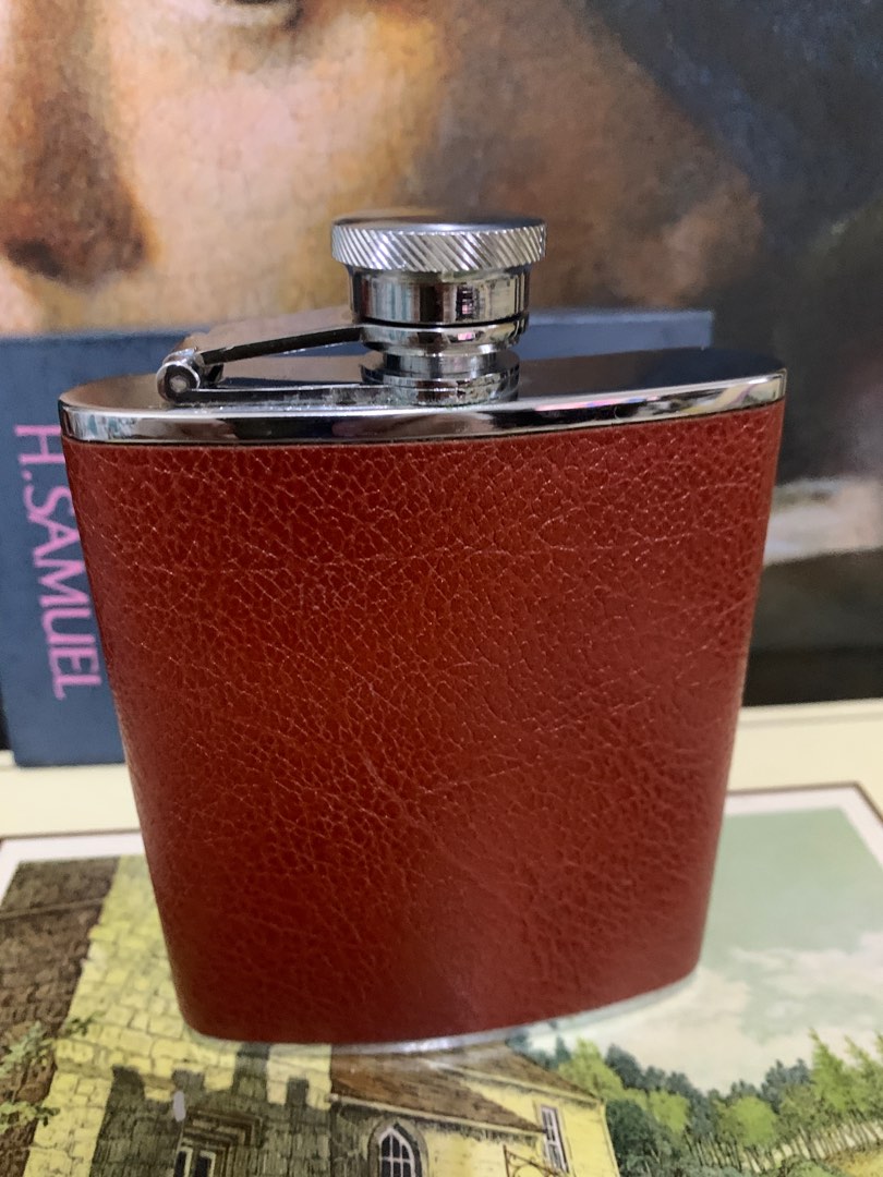 Vintage H. Samuel Real Calf Leather Hip Flask Made In England 6oz | Box ...