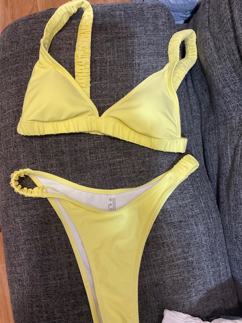 Yellow shein swimsuit bikini two piece, Women's Fashion, Swimwear ...
