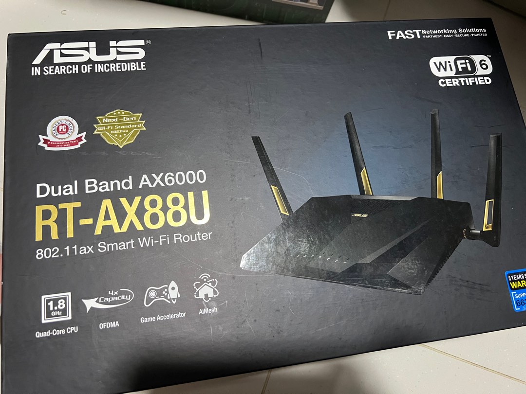 ASUS router RT-AX88U AX6000 Dual Band Smart WiFi 6 (802.11ax) Router ...