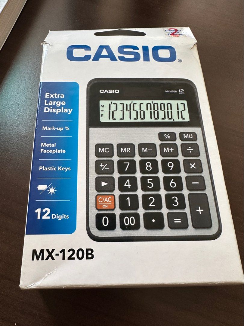 [全新]CASIO 12位數桌上型計算機(MX-120B), 書籍、休閒與玩具, 文具、藝術、手工藝, 其他用品在旋轉拍賣