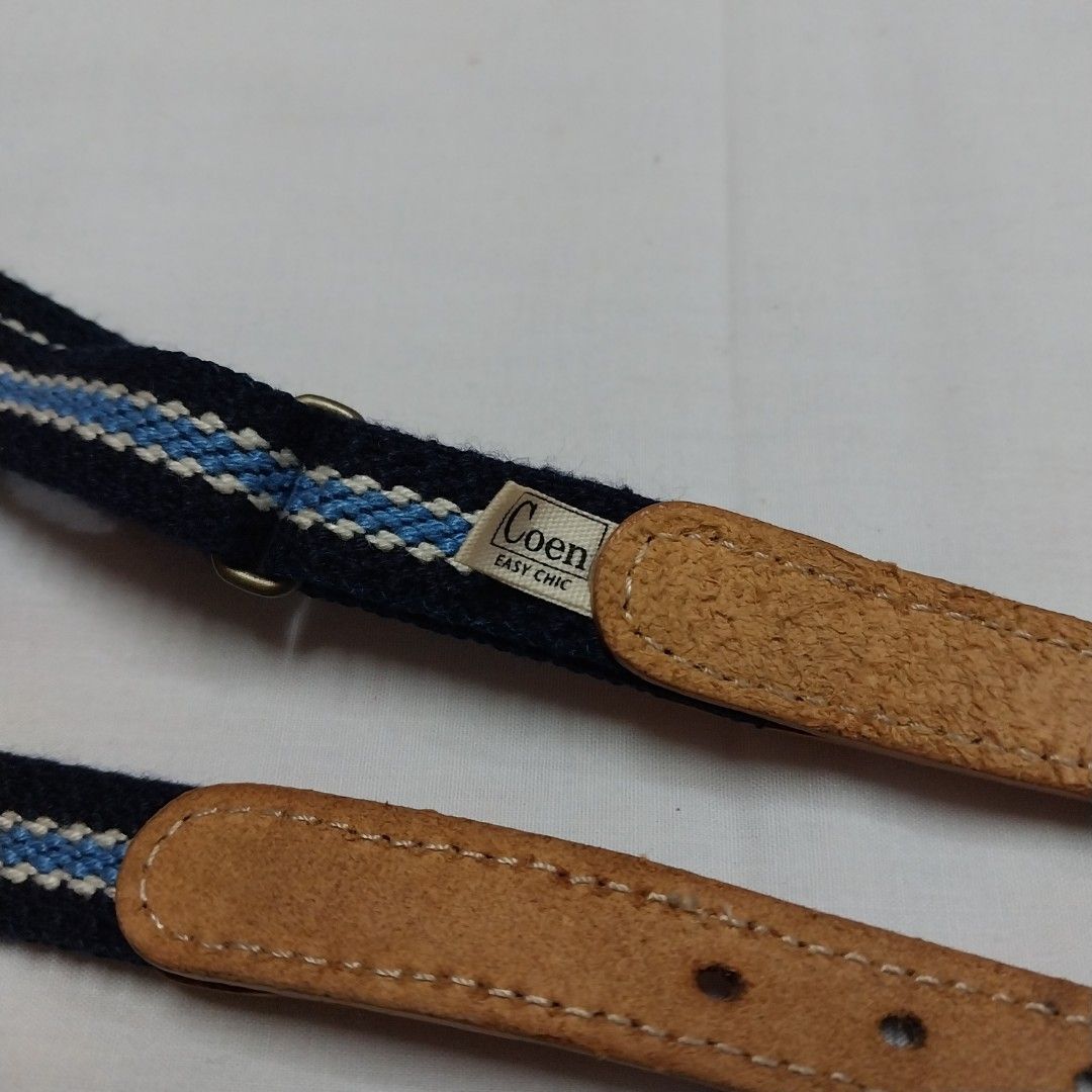 Coen Japan Women Webbing Belt with Brown Leather Trim. Size 25 - 30 ...