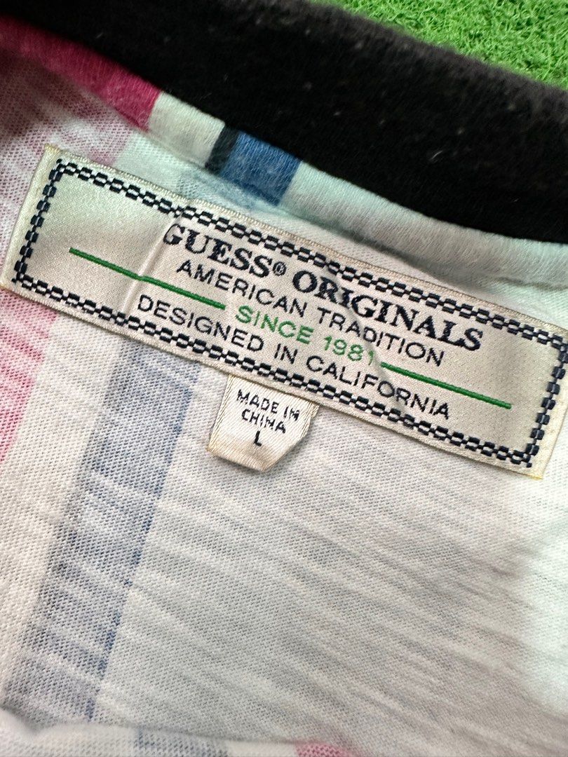 Guess Los Angeles Vertical Stripes Tri-Color Tshirts, Men's Fashion ...