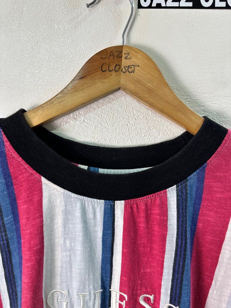 Guess Los Angeles Vertical Stripes Tri-Color Tshirts, Men's Fashion ...