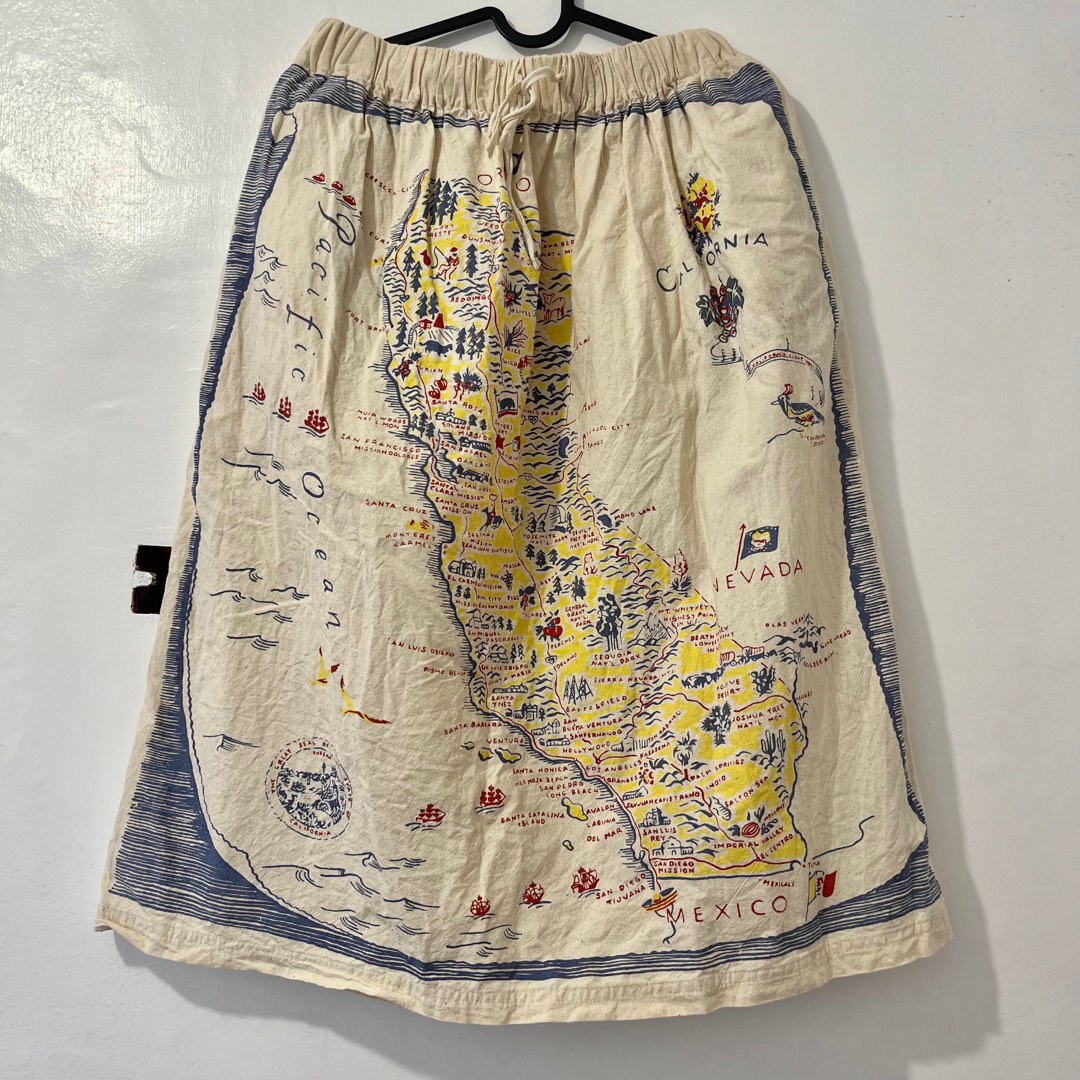 Katsa Cotton Fabric Printed California Map Summer Long Skirt, Women's ...