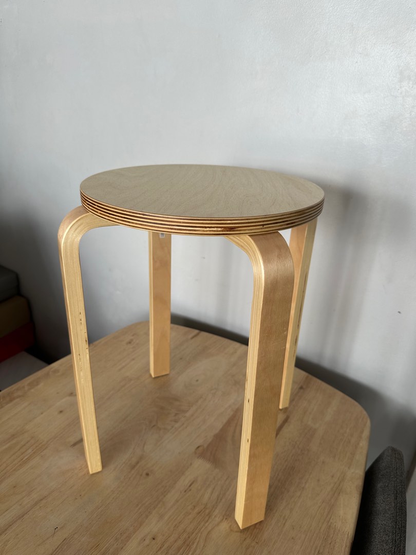 Korean Japanese wooden round stool, Furniture & Home Living, Furniture ...