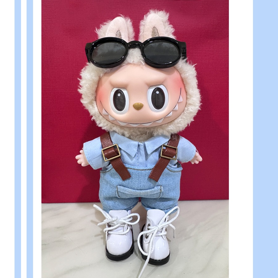 Labubu Denim Overalls And Black Sunglasses Style Labubu Clothes Labubu Cloths Labubu Dress Ready