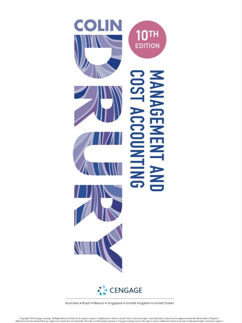 Management And Cost Accounting 10th Edition COLIN DRURY, Hobbies & Toys ...