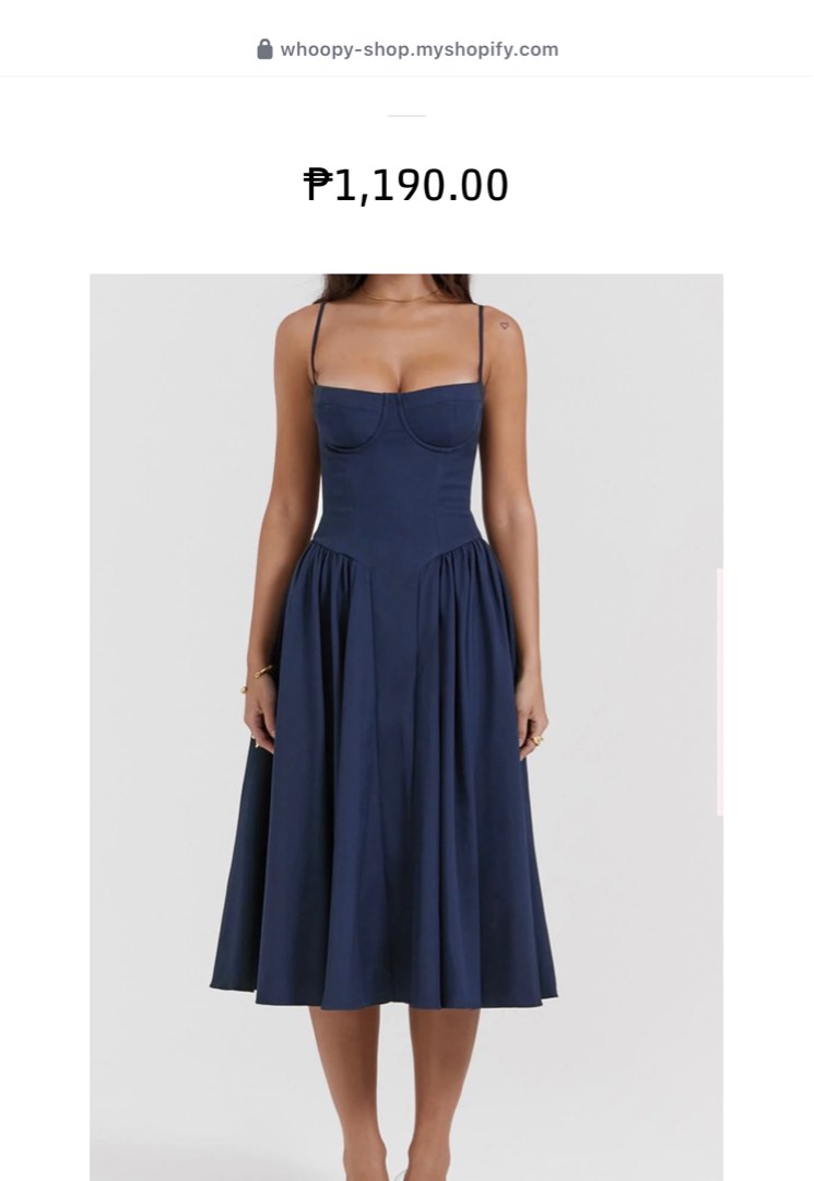 Navy Blue Milkmaid Dress, Women's Fashion, Dresses & Sets, Dresses on ...