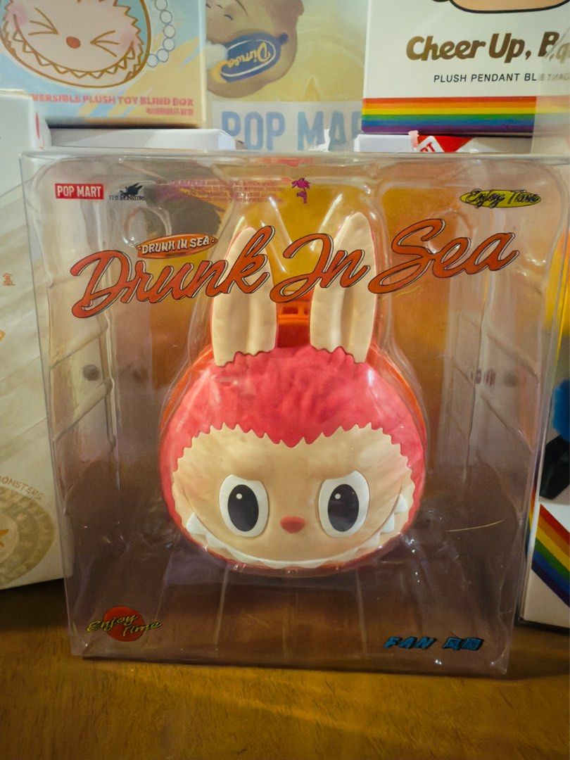 orig new LABUBU Portable Fan DRUNK IN SEA Pop Mart Monsters Electric ...