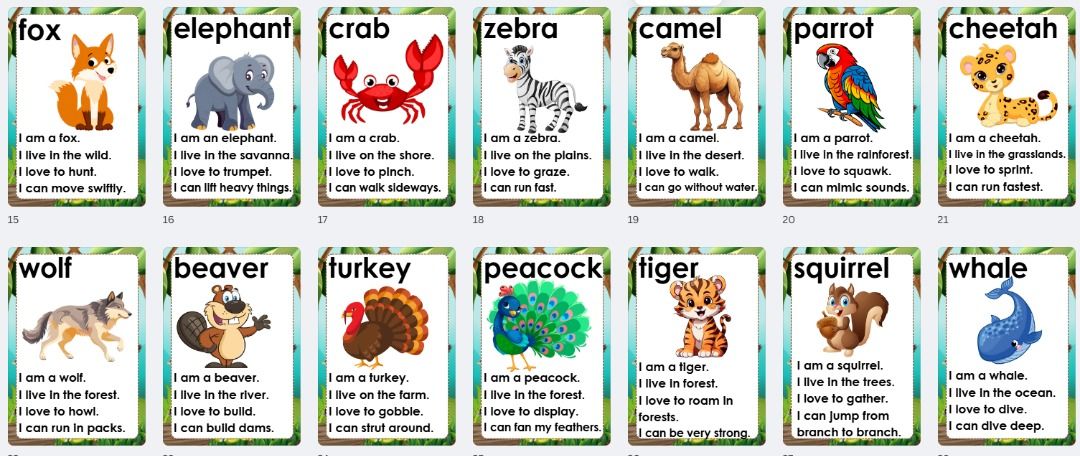 Reading Animals Flashcards 100+ laminated cards 2.7inches x 3,7 inches ...