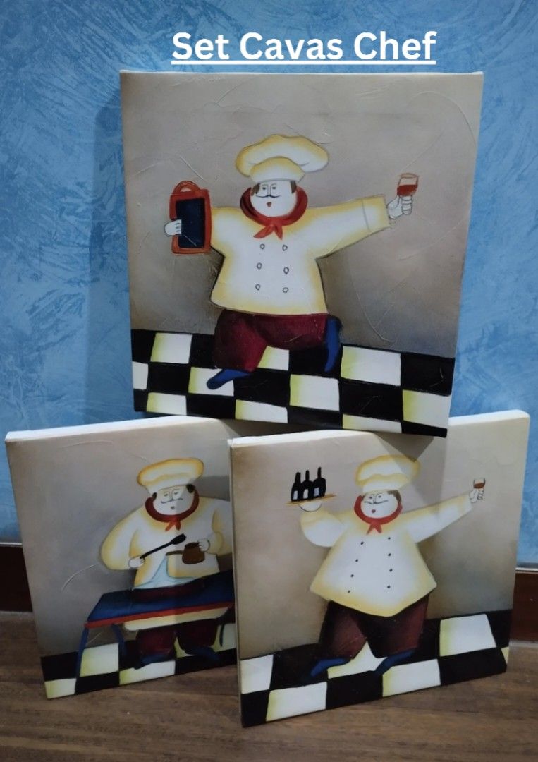 Set Lukisan Chef Kartun - Sentuhan Keceriaan untuk dapur anda ...
