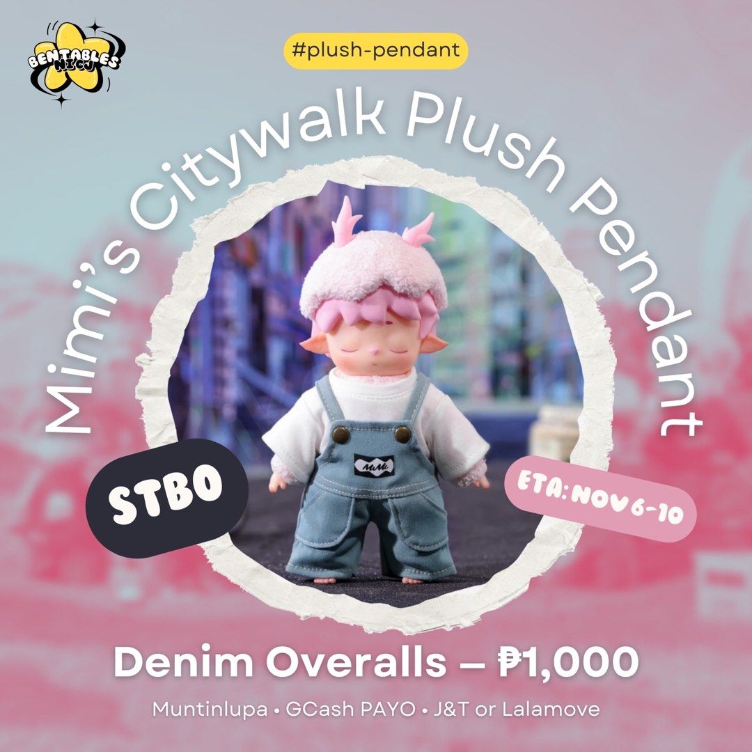 [STBO] Mimi's Citywalk Plush Pendant - Denim Overalls (Pink), Hobbies ...