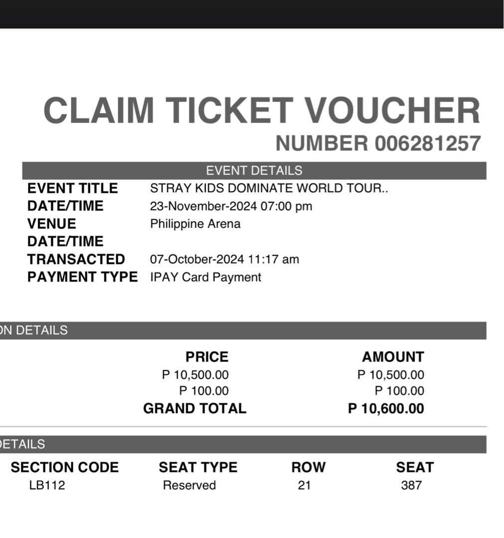 STRAY KIDS DOMINATE BULACAN LBA REGULAR 112, Tickets & Vouchers, Event Tickets on Carousell