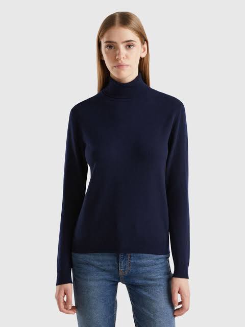 Uniqlo Navy Blue Turtle Neck, Women's Fashion, Tops, Longsleeves on ...