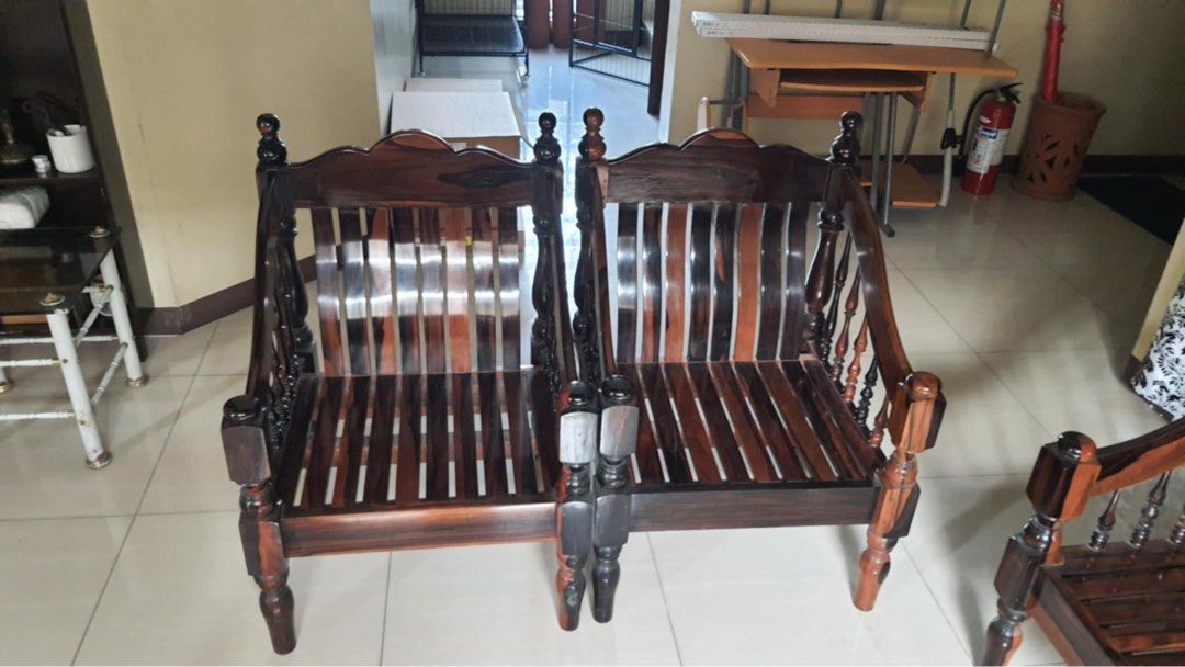 Vintage Kamagong Sala Set 2010 Furniture Home Living Furniture Chairs on Carousell