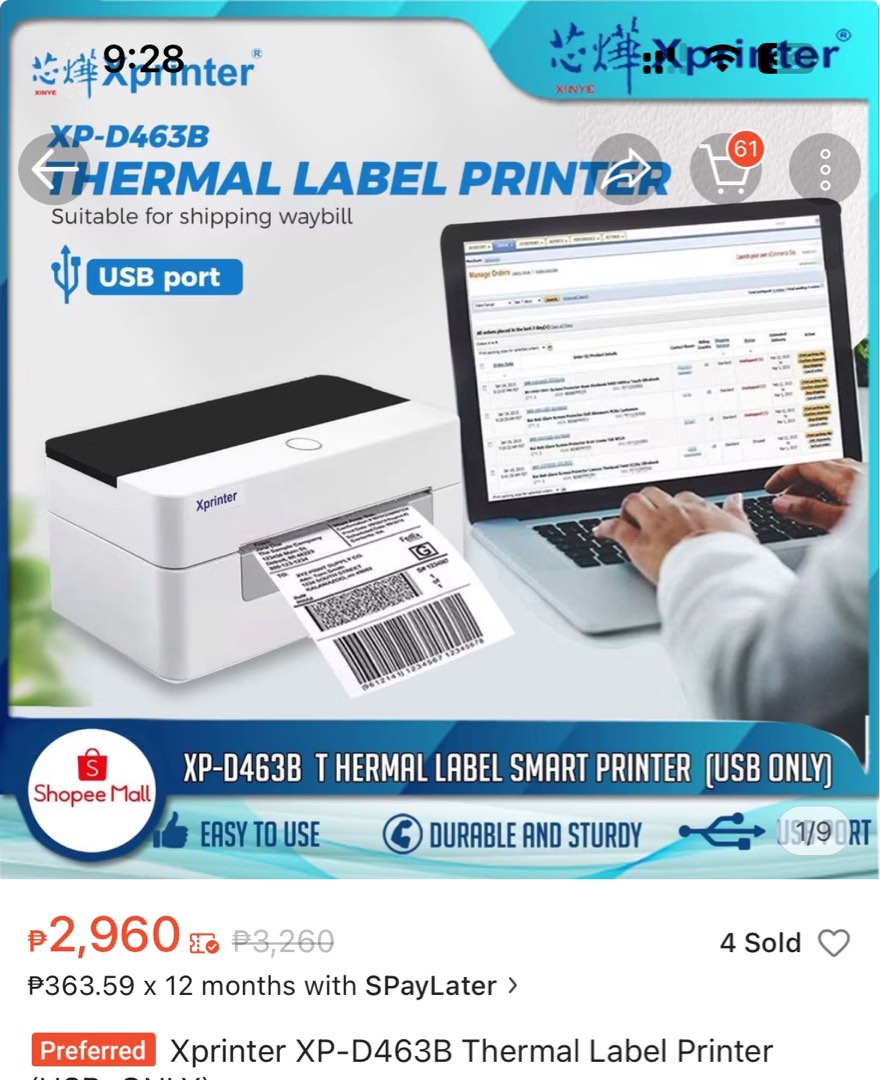 Xprinter XP-D463B Thermal Label Printer, Computers & Tech, Printers ...