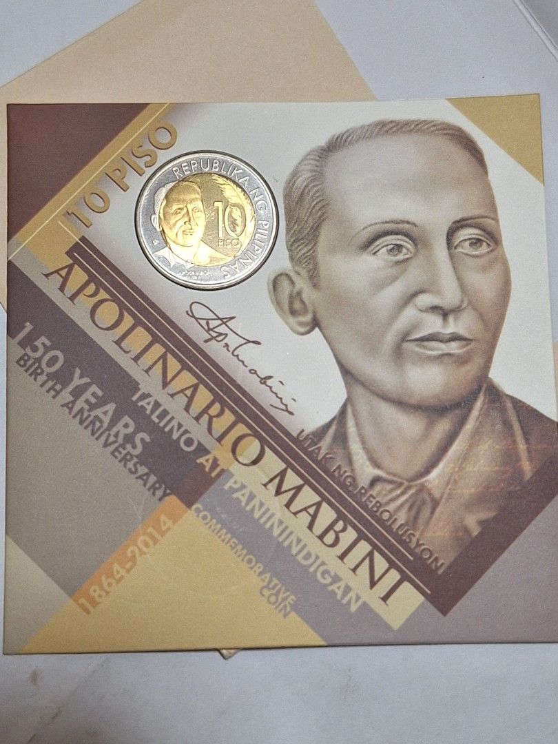 Ten (10) Peso Apolinario Mabini 150 Years Commemorative Coin, Hobbies ...