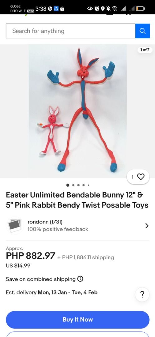 4pcs Figure Vintage Bendable Bendy Wire Rubber Pink Rabbit Bunny Orange ...