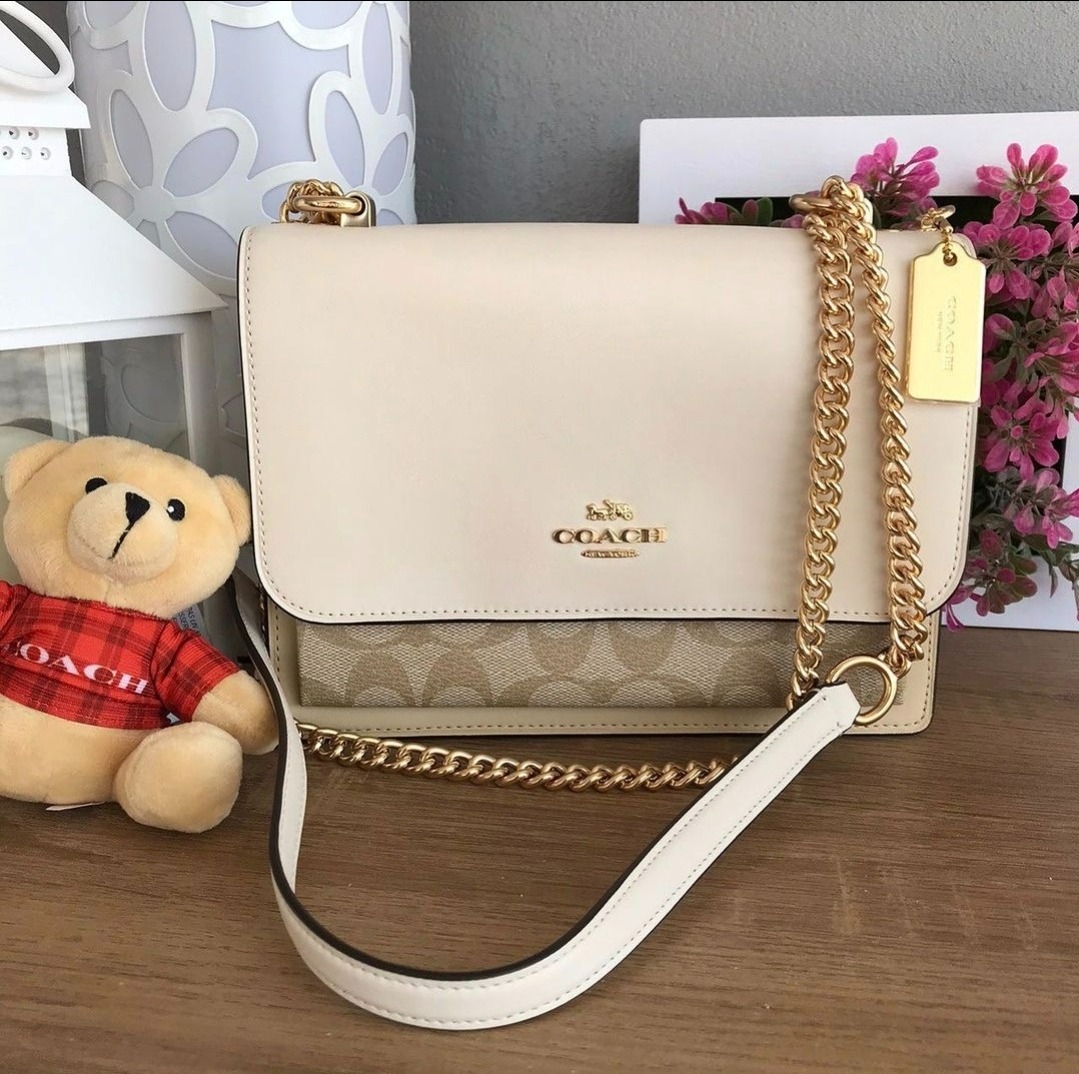 Coach 90635 Klare Crossbody Smooth Leather Light Khaki Signature coated ...