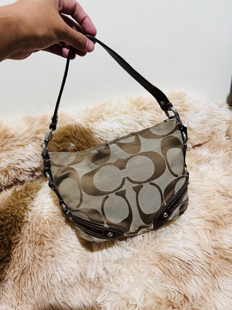 Coach Carly Signature Small Hobo shoulder bag in Khaki Canvas, Luxury ...