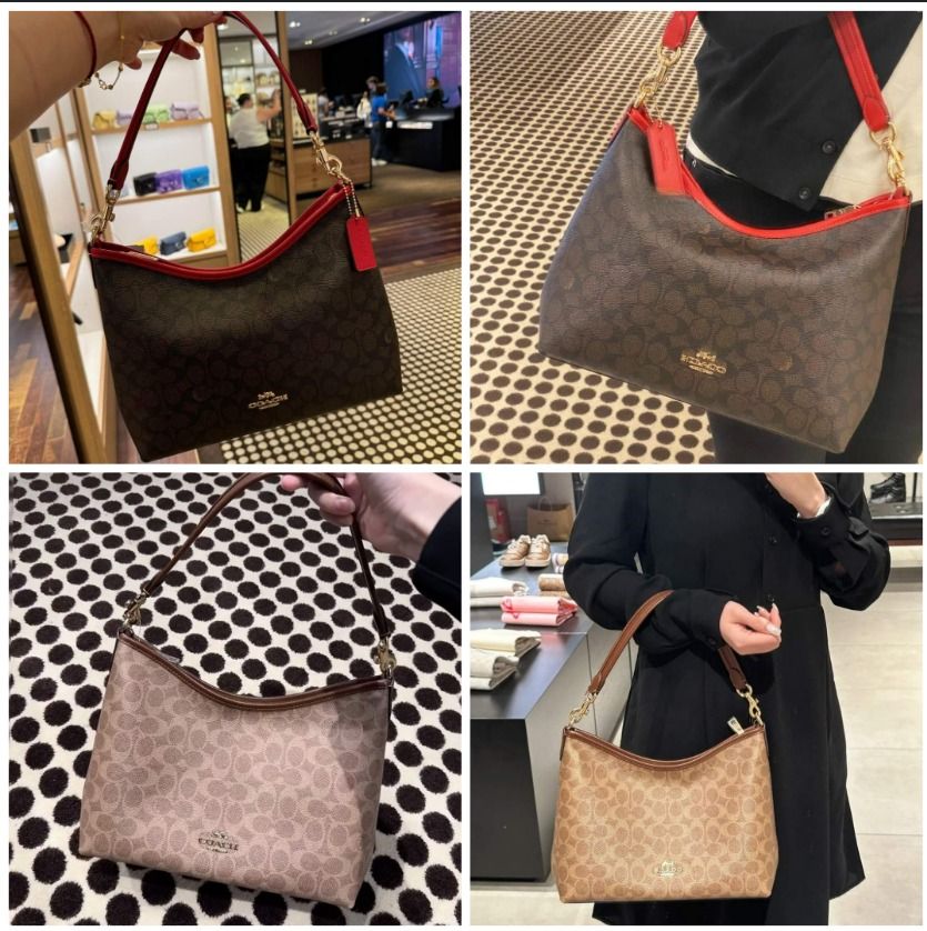 Coach CV975 Laurel Shoulder Bag Signature Coated Canvas and Smooth ...