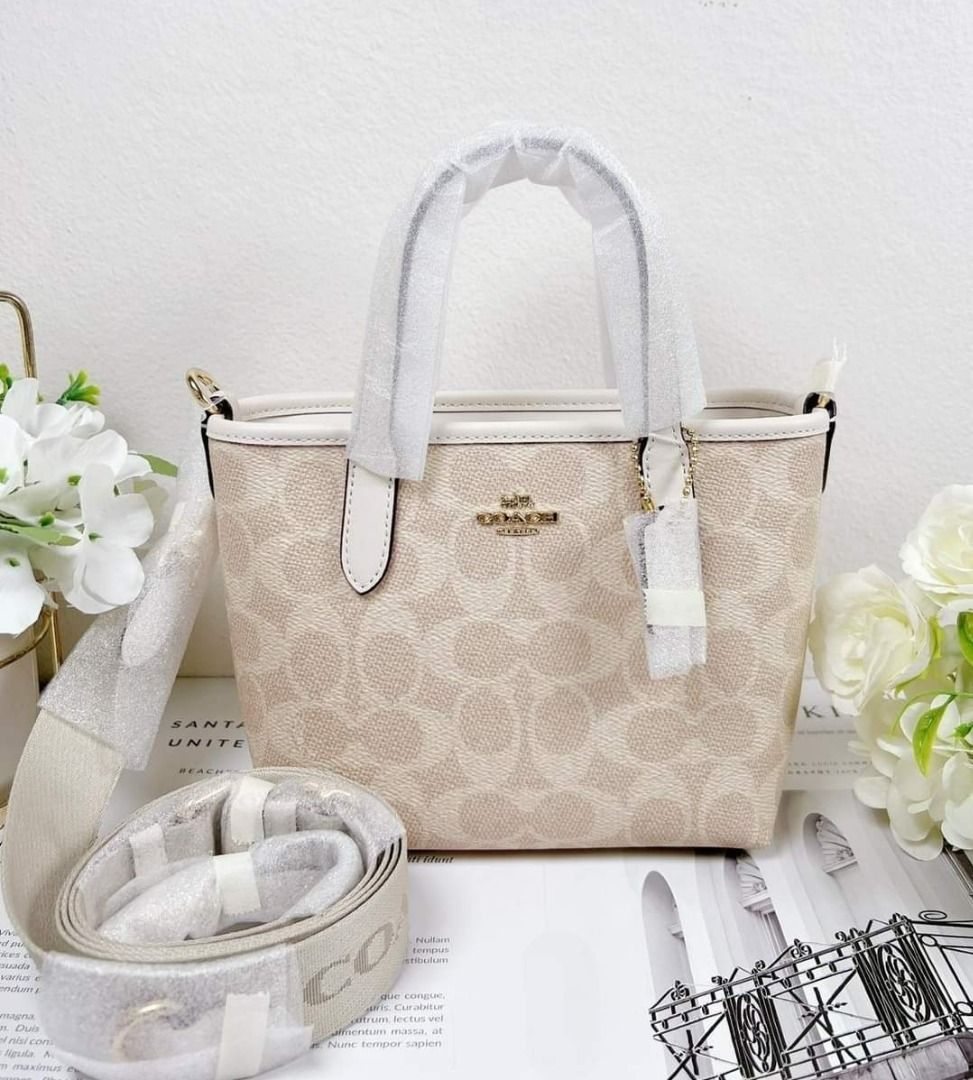 Coach CW032 City Mini Tote Bag in Signature Coated Canvas and Leather ...