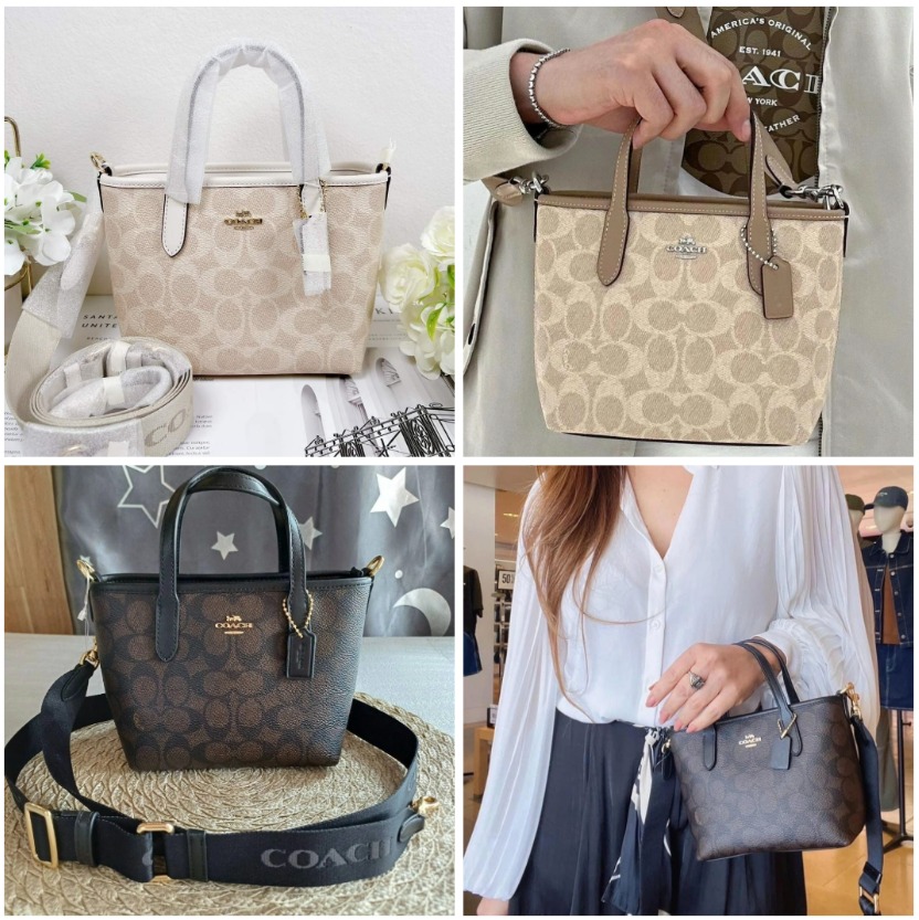 Coach CW032 City Mini Tote Bag in Signature Coated Canvas and Leather ...