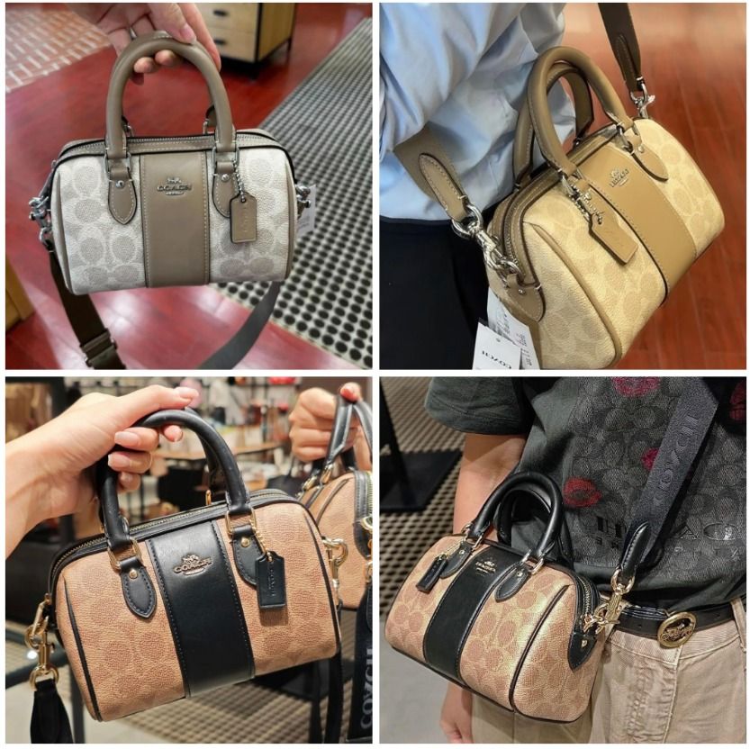 Coach CW331 Mini Rowan Crossbody in Signature Coated Canvas and Smooth Leather with Detachable ...