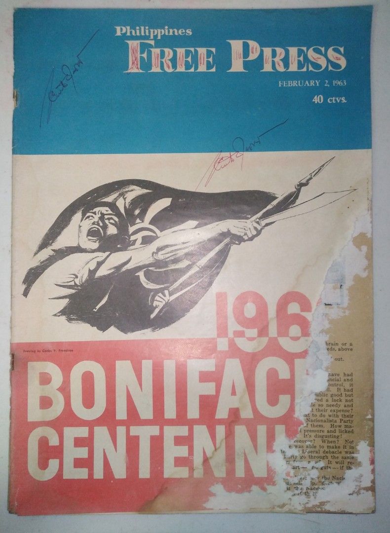 (EXTREMELY RARE) Feb. 1963 Phil Free Press Magazine, Andres Bonifacio ...