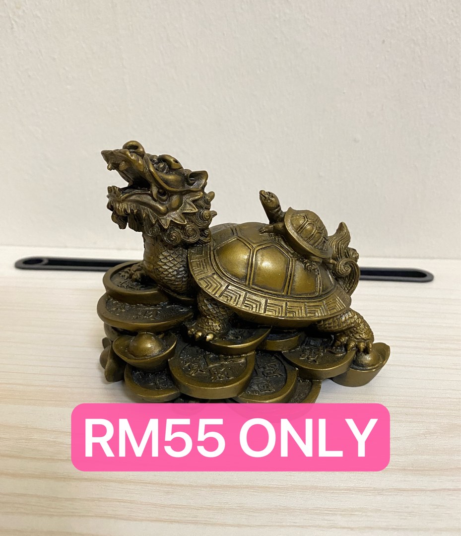 Feng Shui Copper Metal Bronze Turtles&Coins, Furniture & Home Living ...