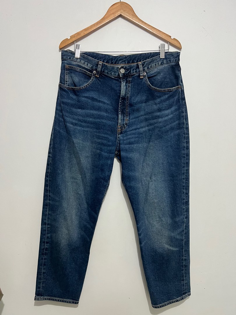 GU Straight Cut Blue Denim Jeans, Men's Fashion, Bottoms, Jeans on ...
