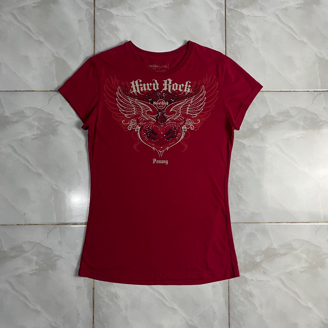 Kaos Hard Rock Hotel Cherry Red, Fesyen Wanita, Pakaian Wanita, Atasan ...
