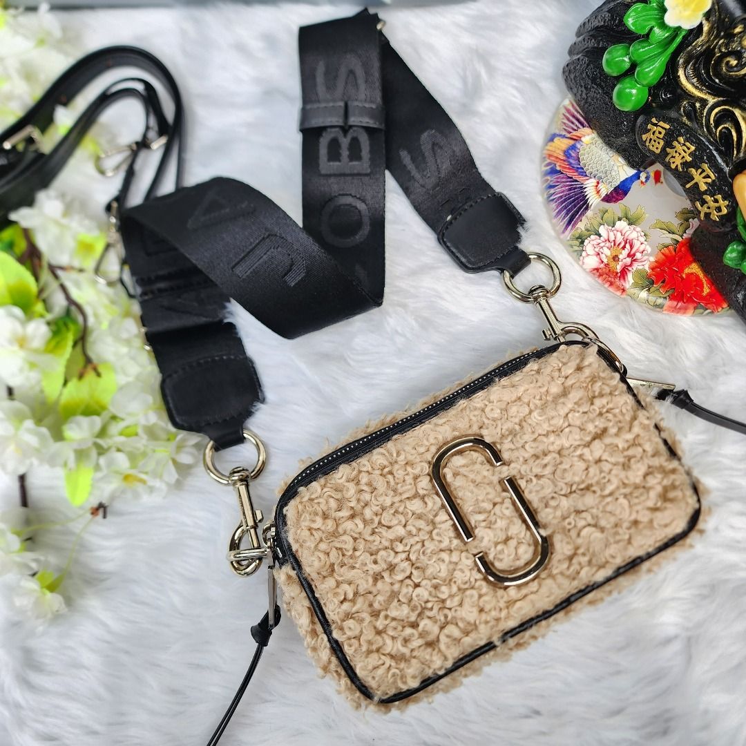 Marc Jacobs Teddy Double Zip Crossbody Bag in Teddy Fabric with 2 ...