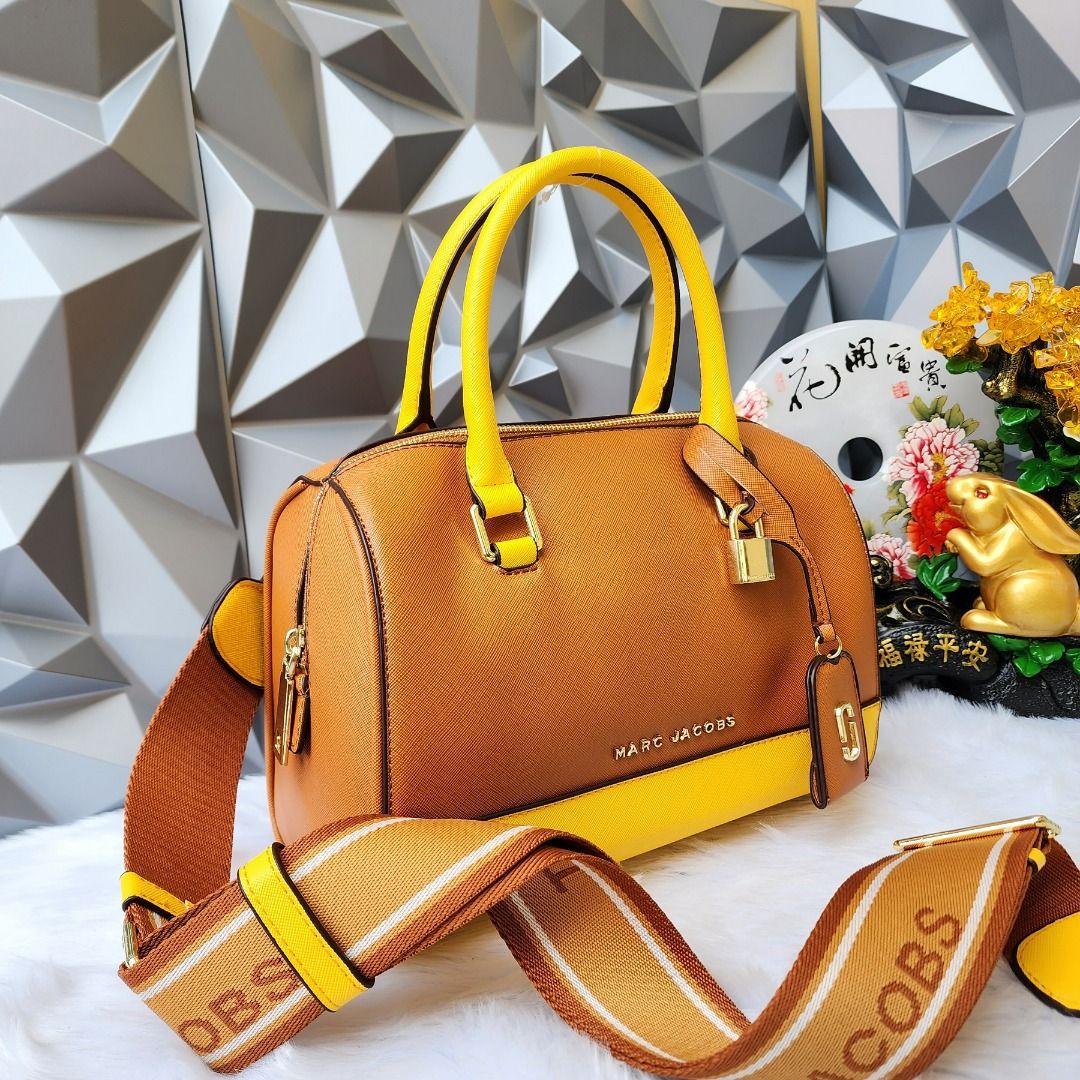 Marc Jacobs Top Handle Bag in Two-Tone Saffiano Leather with Webbing ...