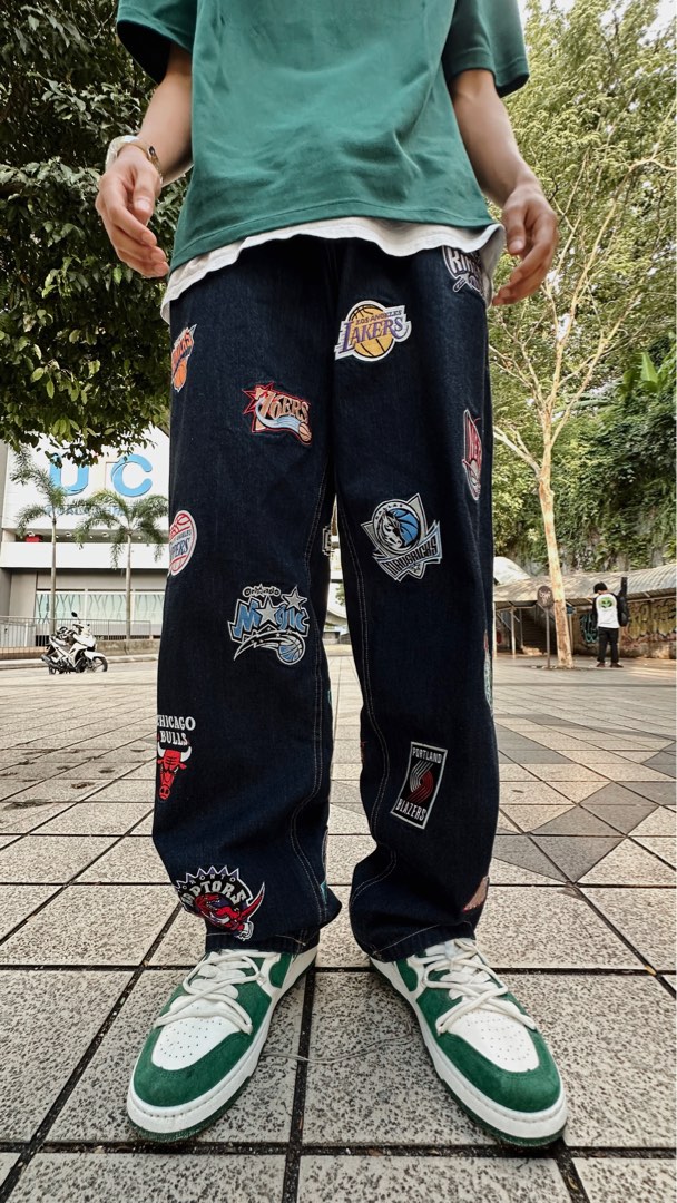 Nba Full Embroidery logo, Men's Fashion, Bottoms, Jeans on Carousell
