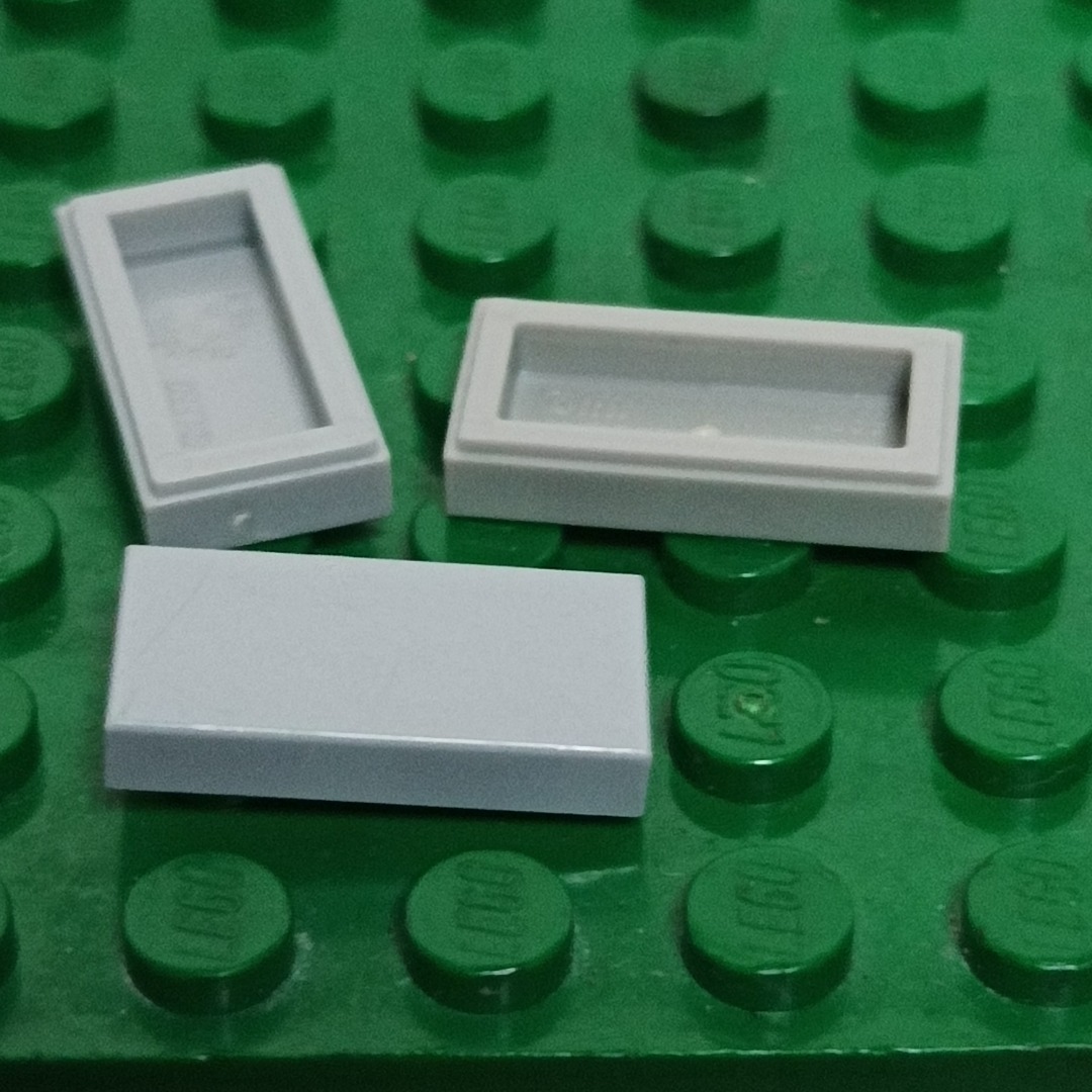 Parts #3069 Original LEGO Tile 1 x 2 with Groove Light Grey - Used ...
