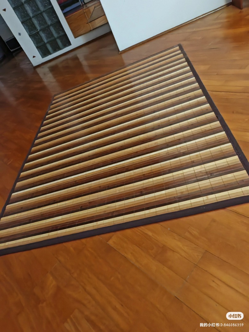 Tikar baru kayu / Wooden mat carpet, Furniture & Home Living, Home ...