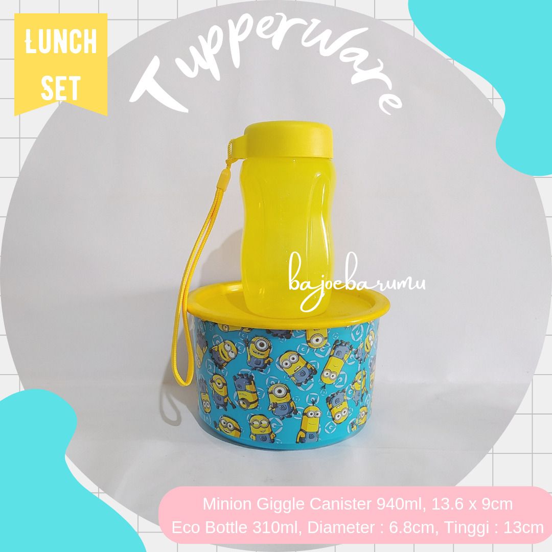 TUPPERWARE Lunch Box Set Minion Minions Kotak Makan Canister Toples Botol Air Minum Eco Fashion ...