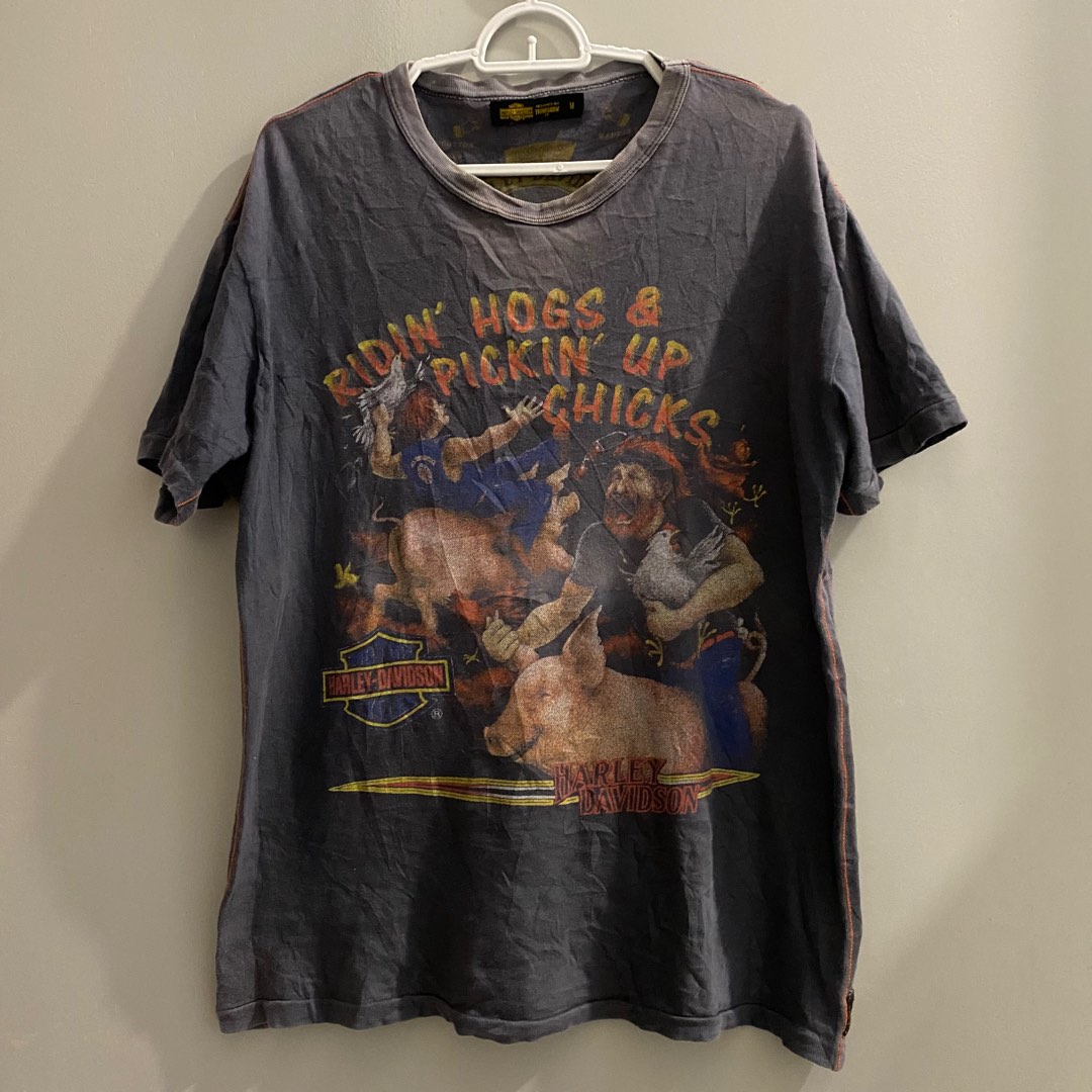 Vintage Harley Davidson "Ridin' Hogs & Pickin' Up Chicks" - USA, Men's ...
