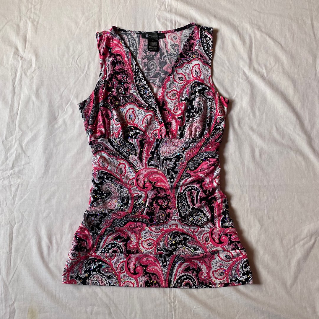 Vintage Pink Bejeweled Top, Women's Fashion, Tops, Sleeveless on Carousell