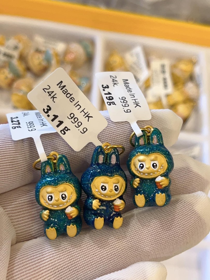 24k Hongkong gold Labubu pendant, Women's Fashion, Jewelry & Organizers ...